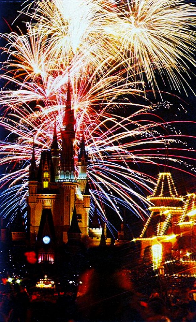 The Magic Kingdom - Cinderella's Castle at Night During a Fireworks ...